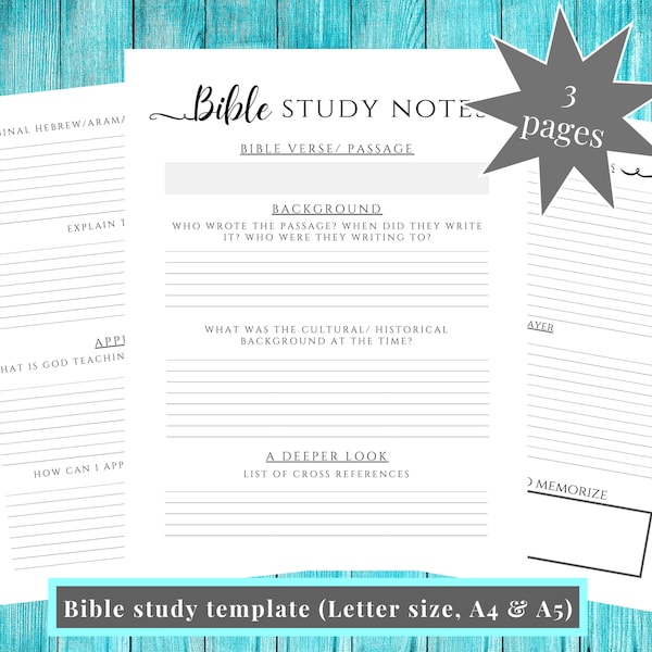 Bible Study Sheets - Etsy