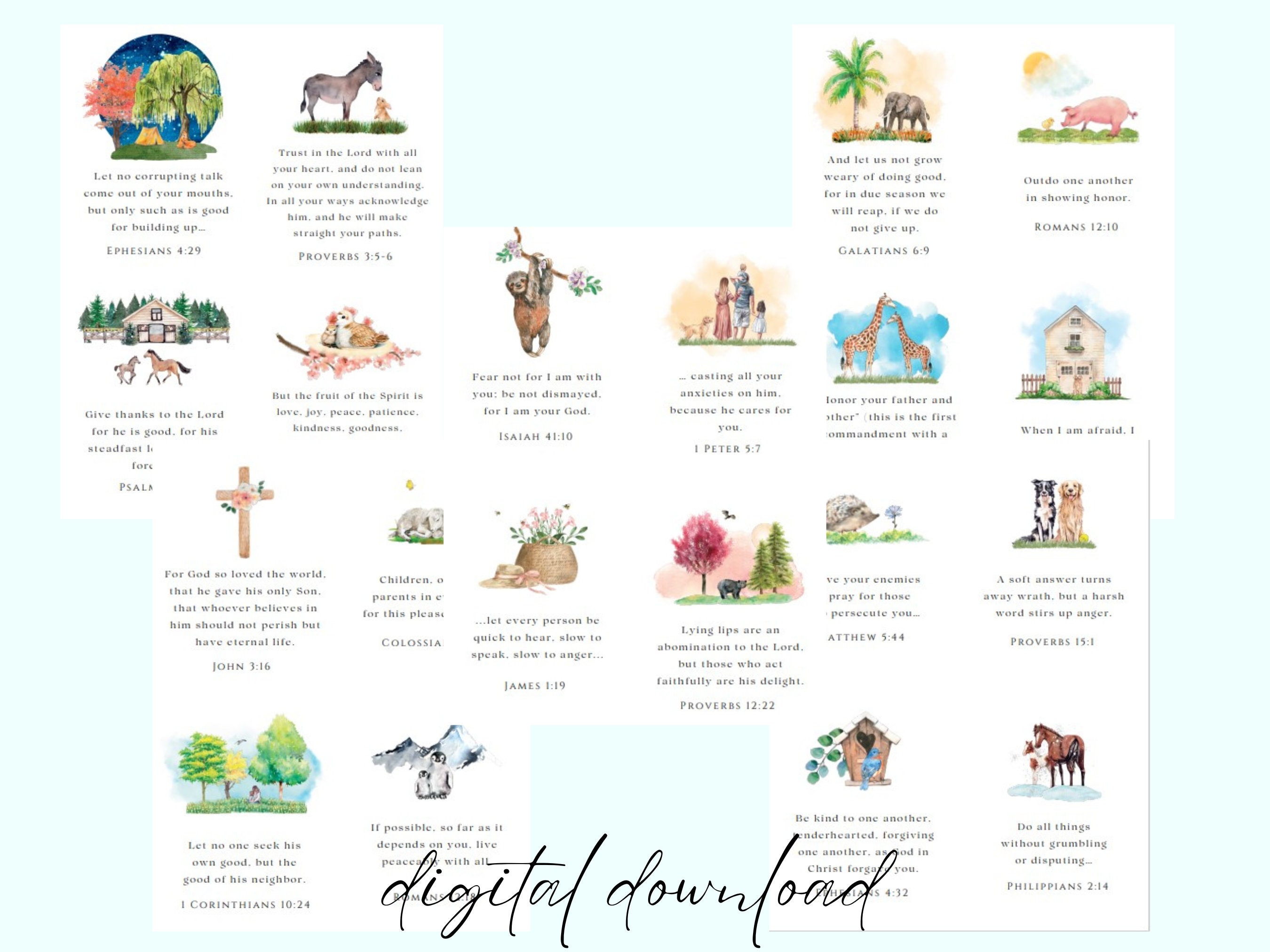 Scripture Cards for Kids Children's Bible Verse Cards - Etsy