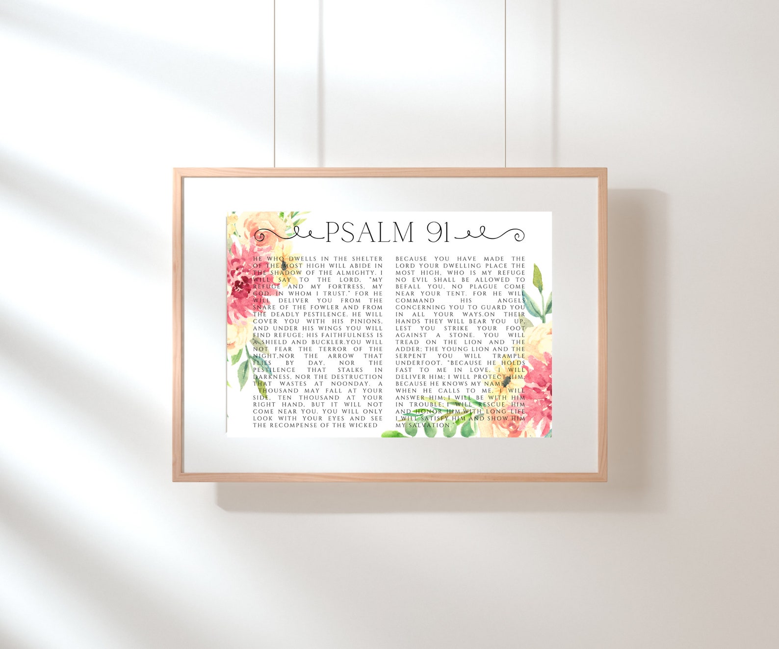 Psalm 91 Print Psalms Wall Art he Will Cover You With His Feathers ...