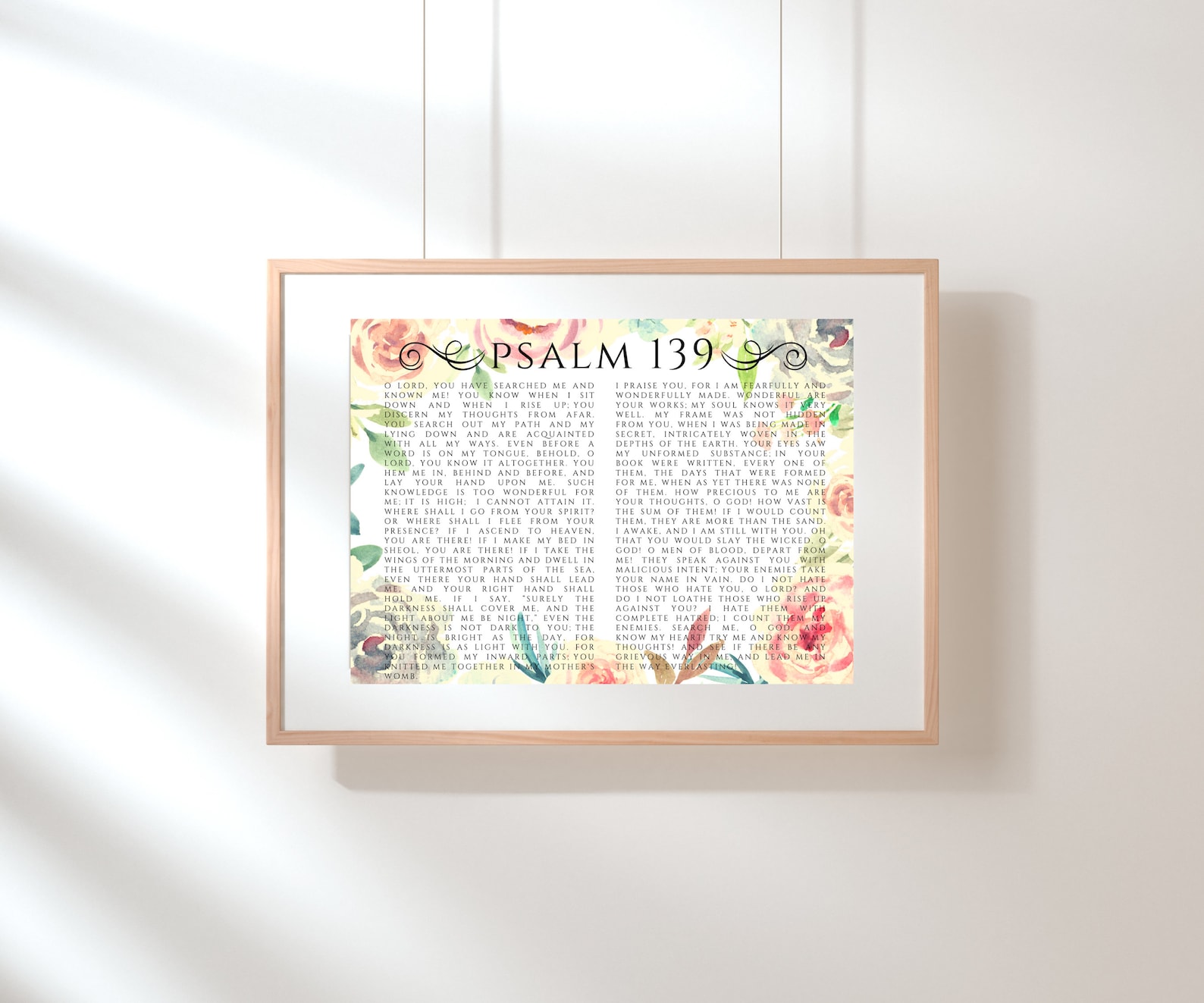 Psalm 139 Wall Art Flower Bible Verse Fearfully and - Etsy
