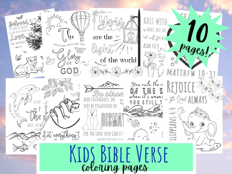 Kids Bible Verse Coloring Pages: Christian Scripture (digital Download ...