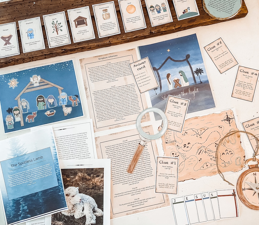 Kids Christmas Scavenger Hunt, Nativity Treasure Hunt, Christmas ...