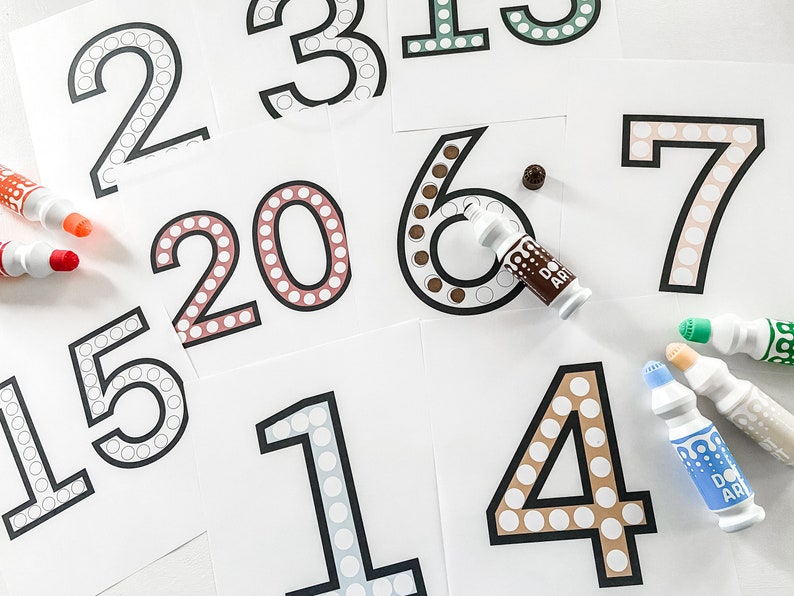 Do-a-dot Number Worksheet 1-20, Preschool Printable (PDF) - Etsy