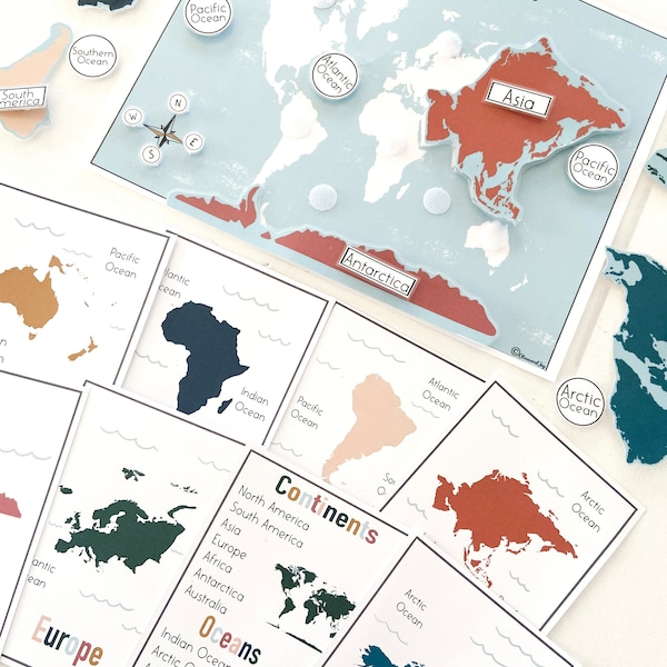 Continents and World - Etsy