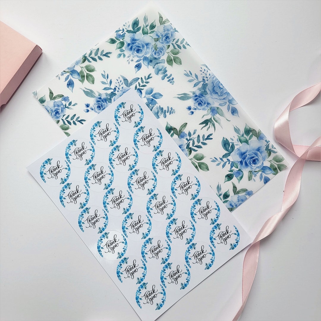 Blue Floral Print A4 Vellum Paper With Matching Stickers - Etsy