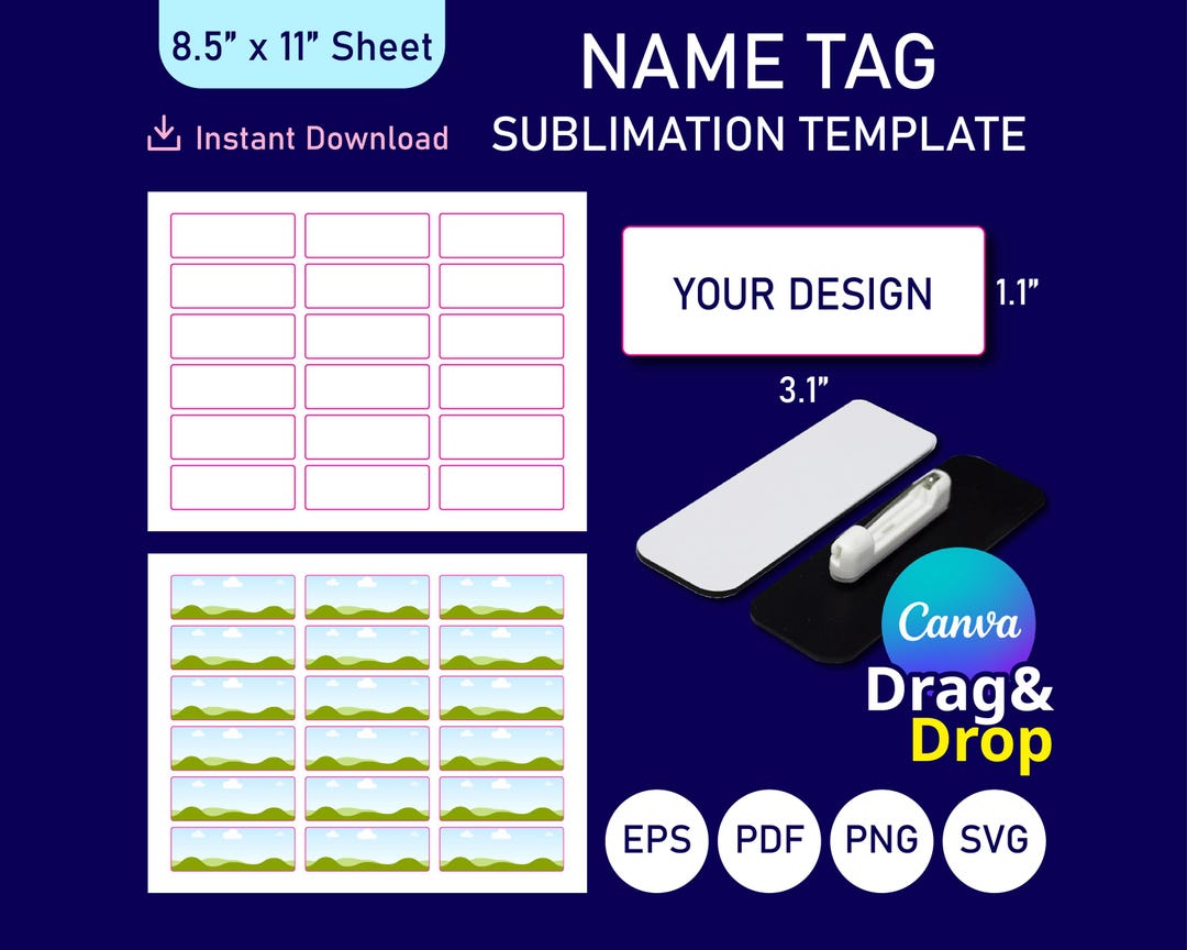 Name Tag Template, Name Tag Svg, Name Tag Sublimation, Name Tag ...