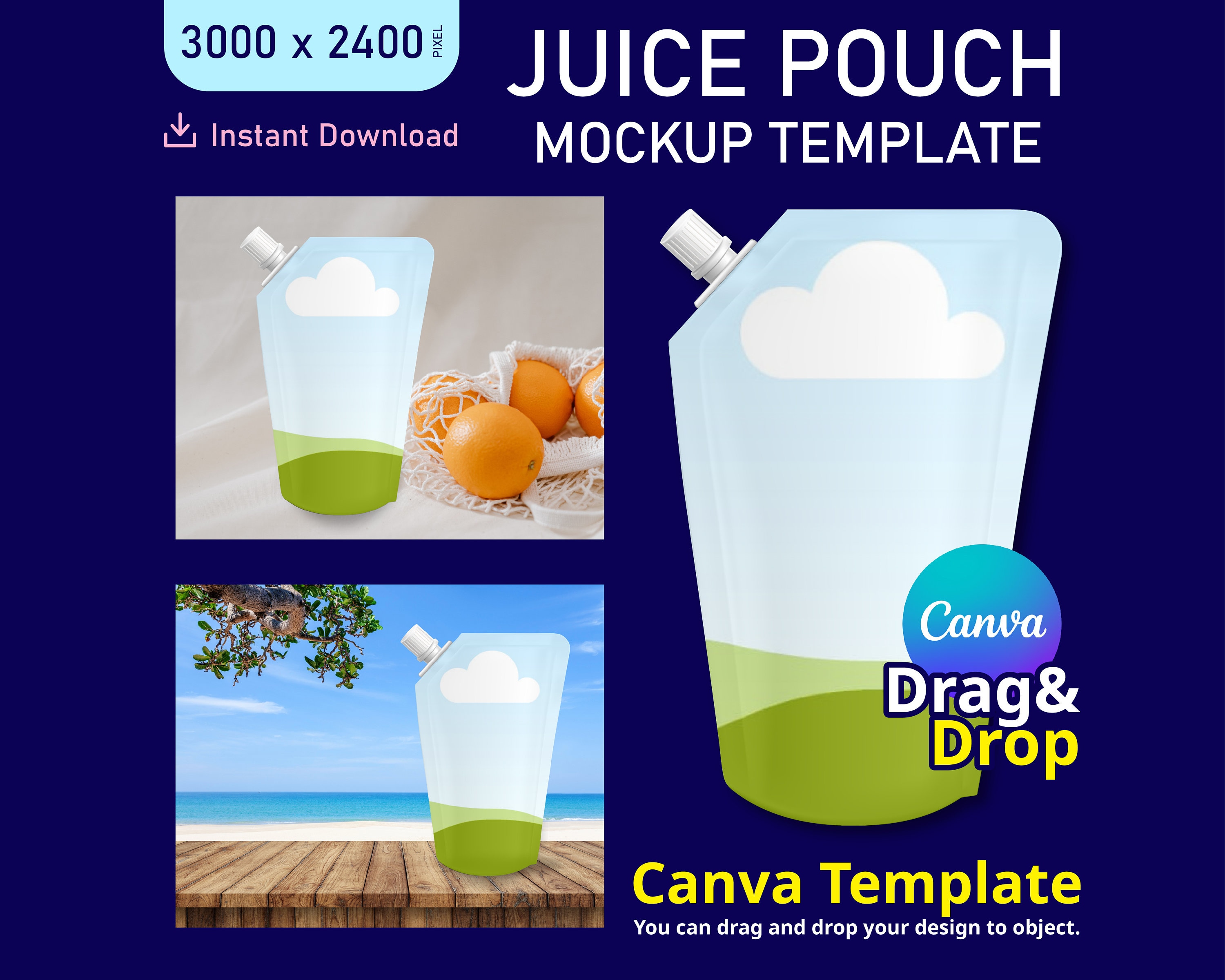 Juice Pouch Mockup, Juice Pouch Mockup Template, Juice Pouch Mock Up ...