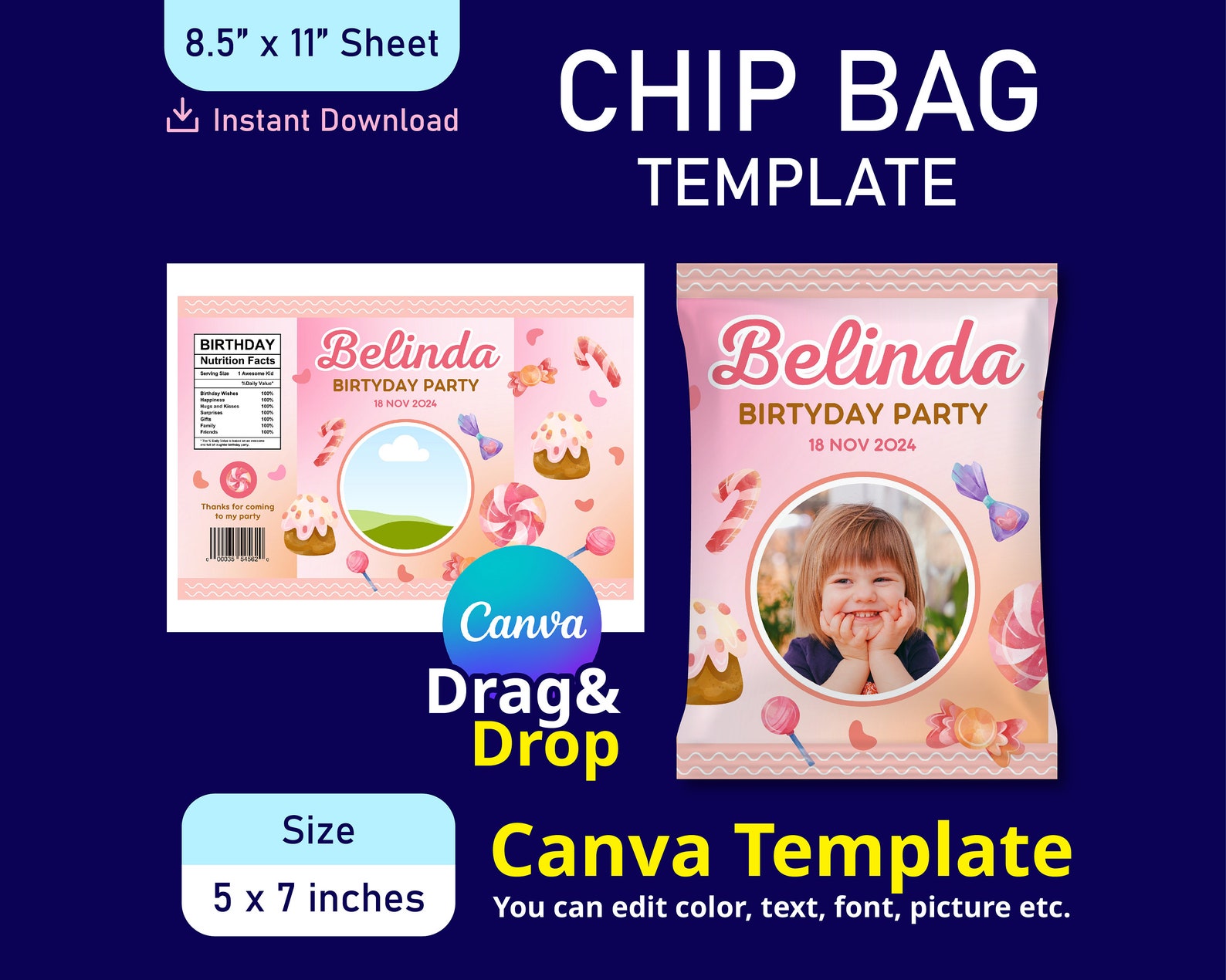Sweet Chip Bag Template, Chip Bag Design, Chip Bag Packaging, Chip Bag ...