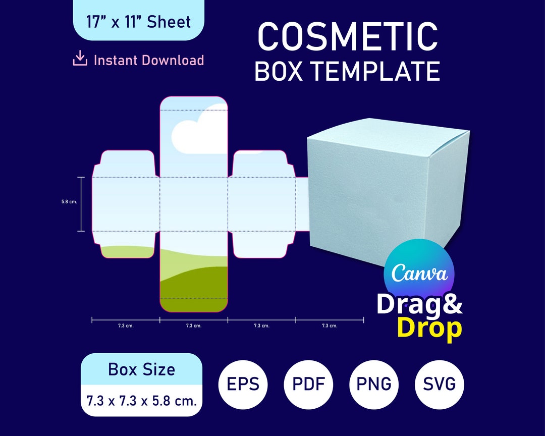 Cosmetic Box Template, Cosmetic Box SVG, Box Packaging, Box SVG ...