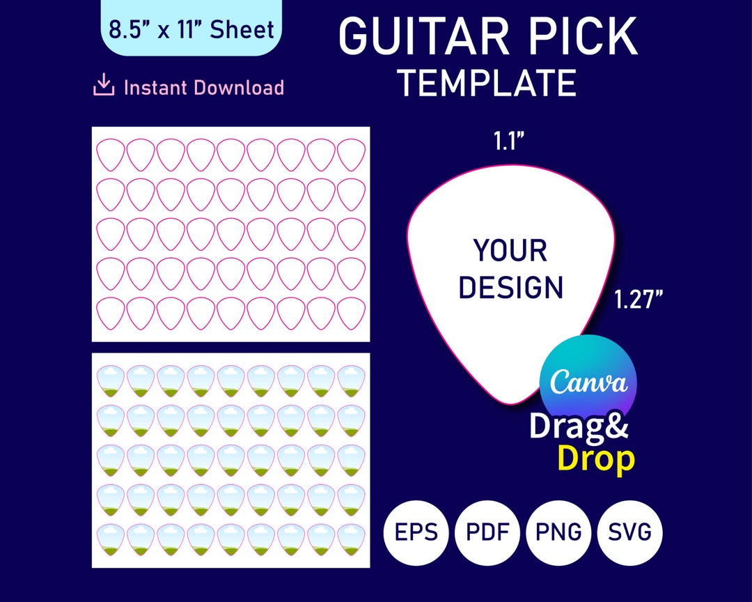 Guitar Pick Template, Guitar Pick Svg, Guitar Pick Blank Template ...