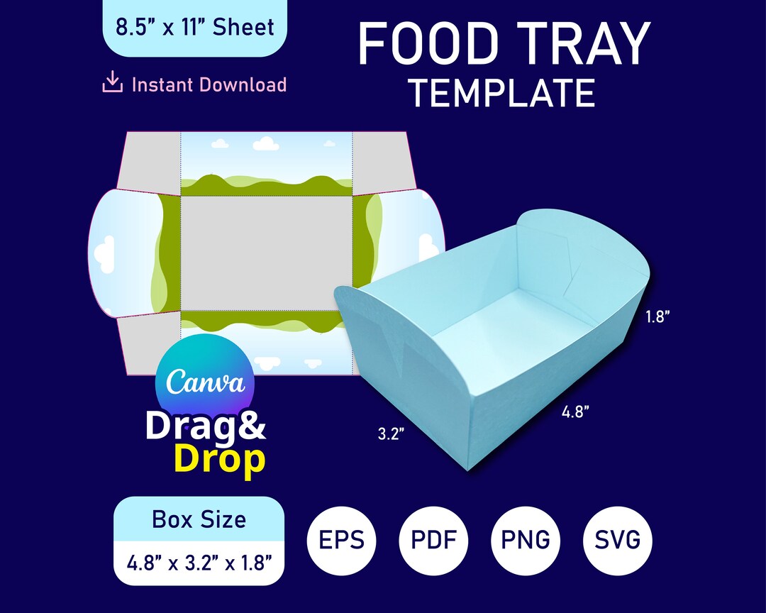 Food Tray Template, Tray Template, Tray Packaging, Tray SVG Template ...