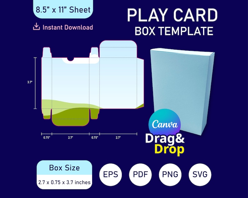 Play Card Box Template, Box for Play Card , Playing Card Packaging ...