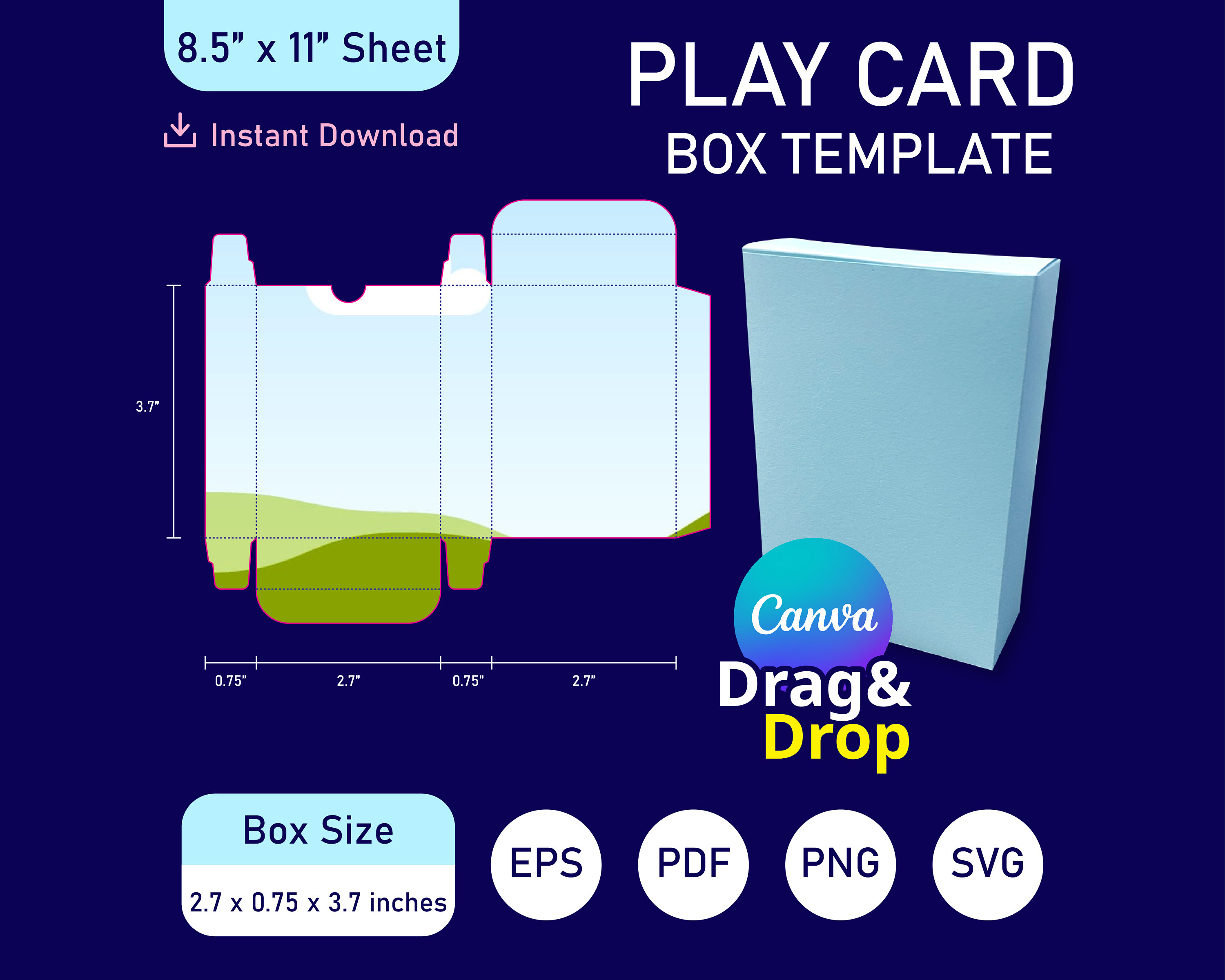 Play Card Box Template, Box for Play Card , Playing Card Packaging ...