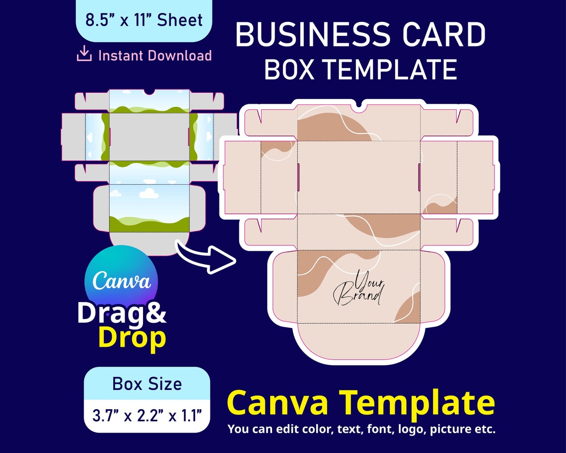 Business Card Box Template, Box for Business Card , Business Card ...