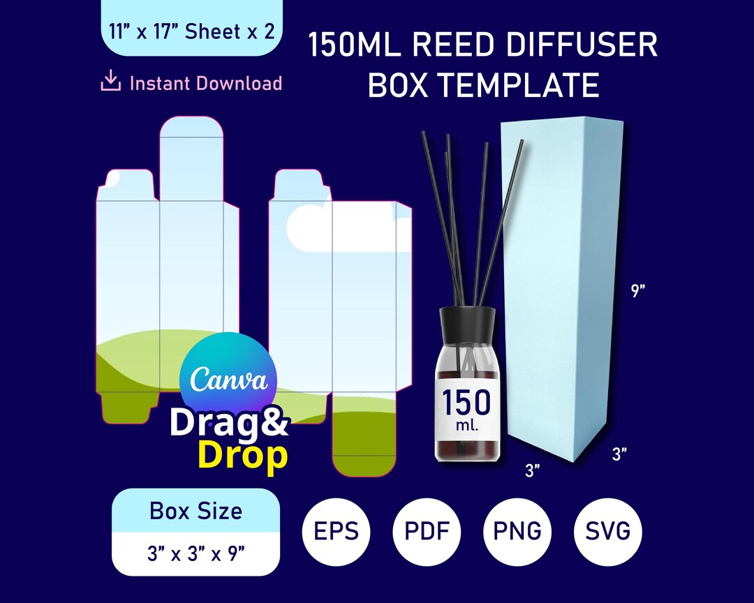 150ML Reed Diffuser Box Template, Reed Diffuser Box Template, Diffuser ...