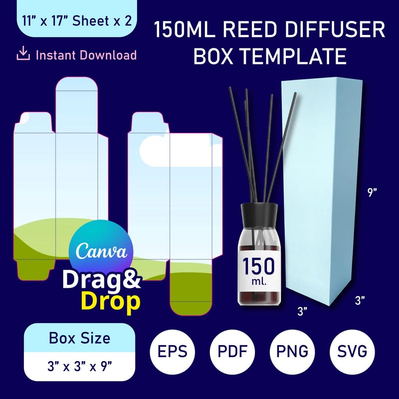 Reed Diffuser Box Template - Etsy