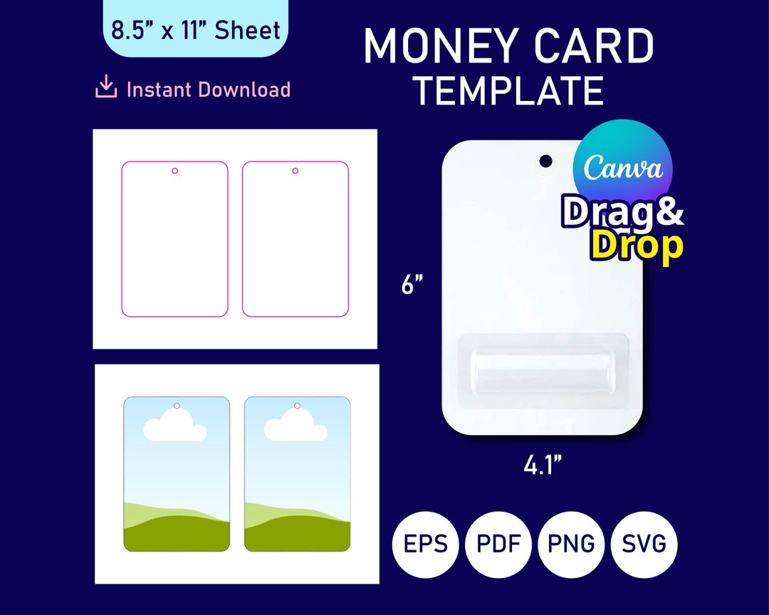 Money Card Template, Money Card Blank , Money Card Sublimation, Money ...