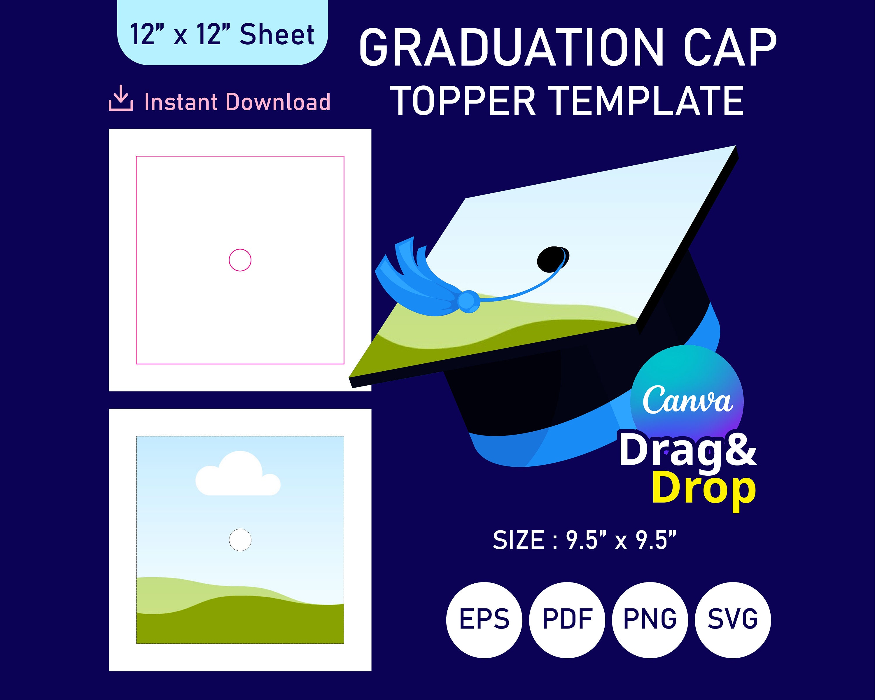 Graduation Cap Topper Template, Graduation Cap Template , Graduation ...