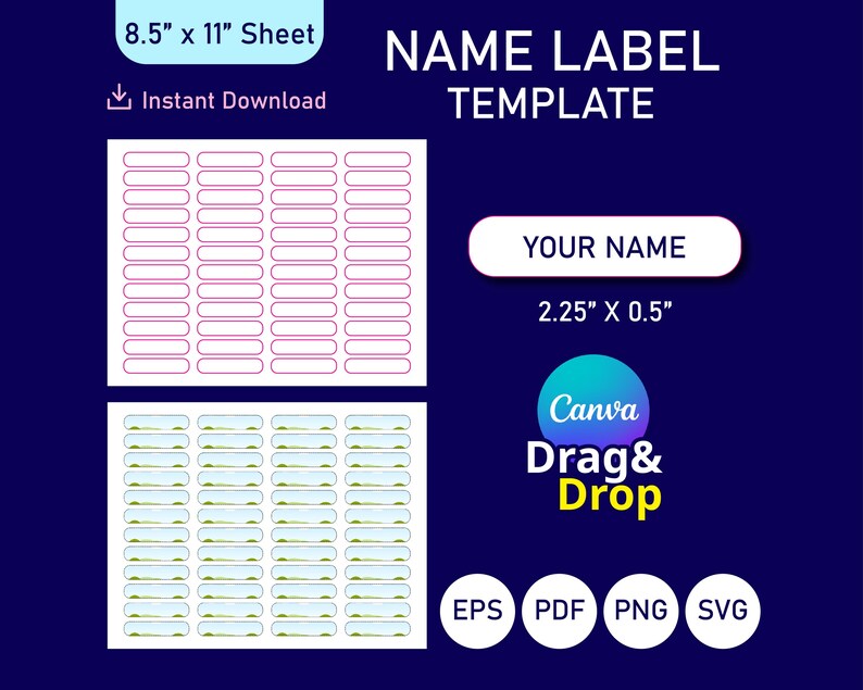 Name Label Template, Sticker Name Label Template, Name Label, Name ...
