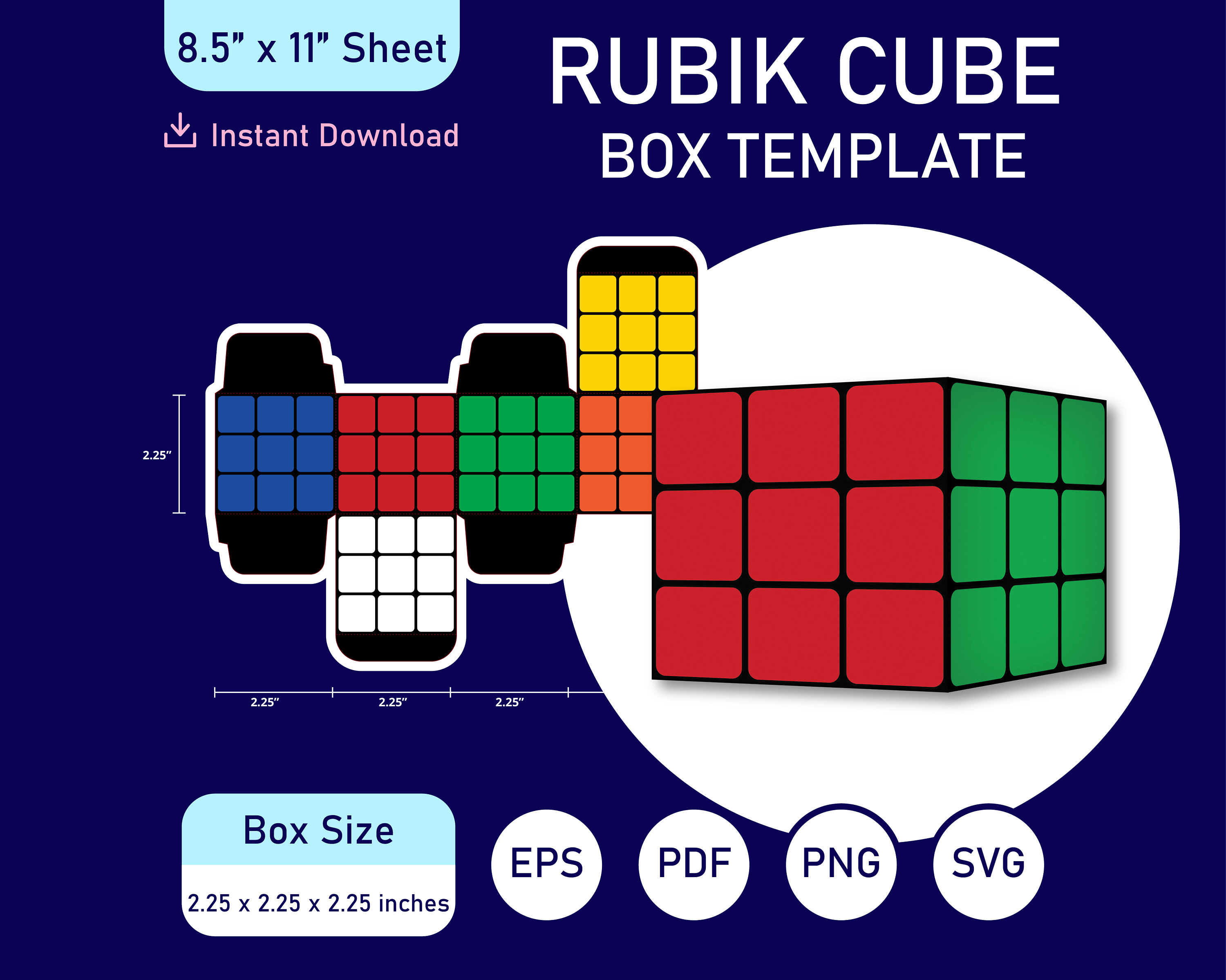 Rubik Box Template, Rubik Cube Box Template , Party Box Template, Rubik Template, Treat Box ...