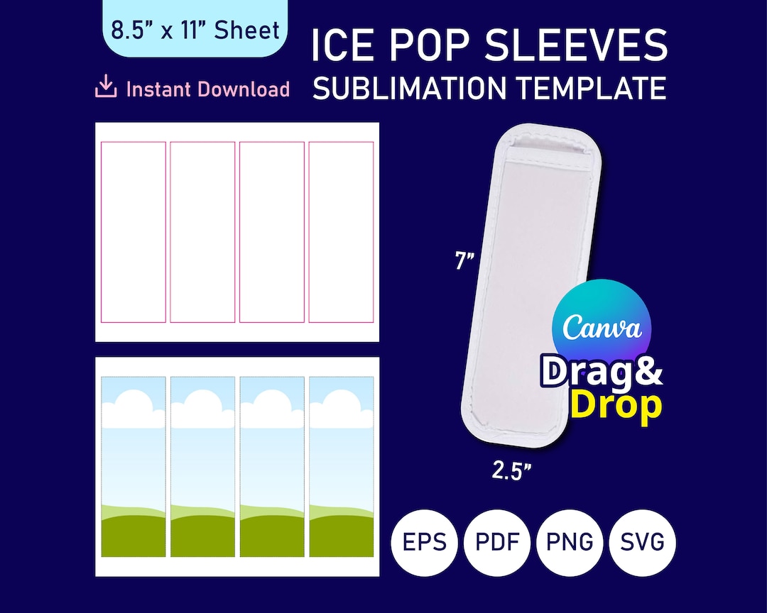 Ice Pop Sleeves Template, Sublimation Ice Pop Template, Ice Pop ...