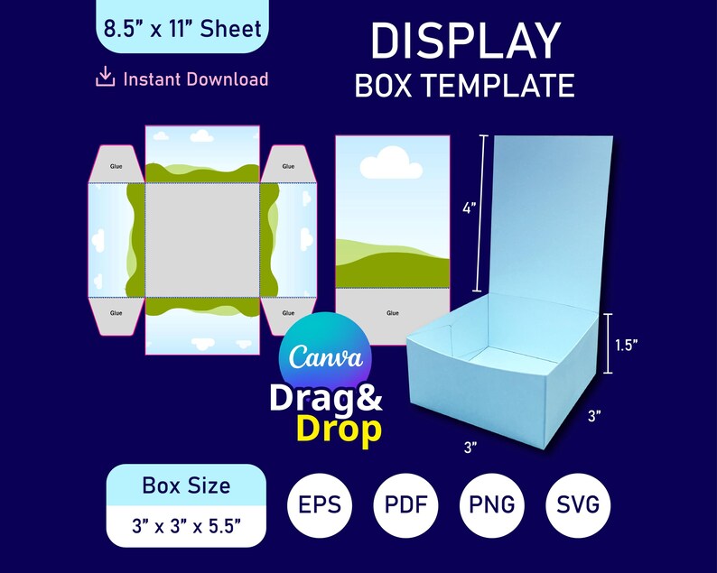 Display Box Template, Treat Box Template, Box Packaging, Box SVG ...