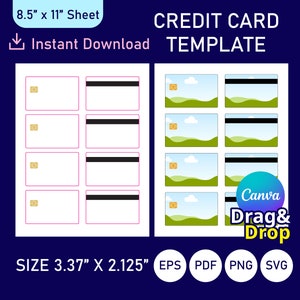 Credit Card Template, Printable Credit Card Template, Standard Credit ...