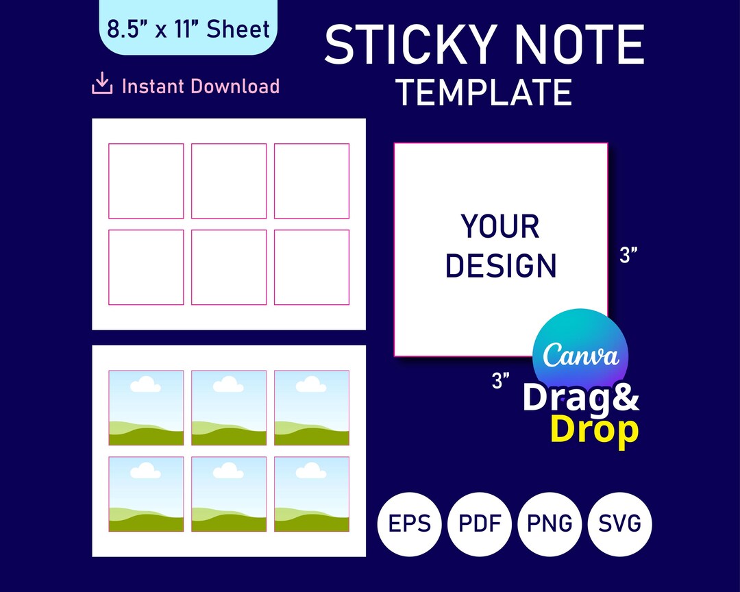 Sticky Note Template, Sticky Note Svg , Post It Note Template, Post It ...