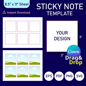 Sticky Note Template, Sticky Note Svg , Post It Note Template, Post It ...