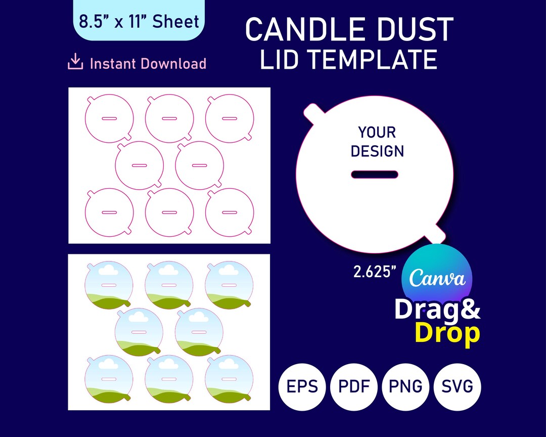 Candle Dust Lid Template, Candle Dust Cover Template, Custom Candle ...