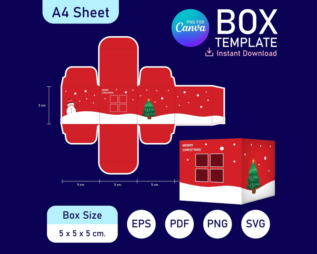 Christmas Box Svg Christmas Box Template Red Christmas Gift - Etsy