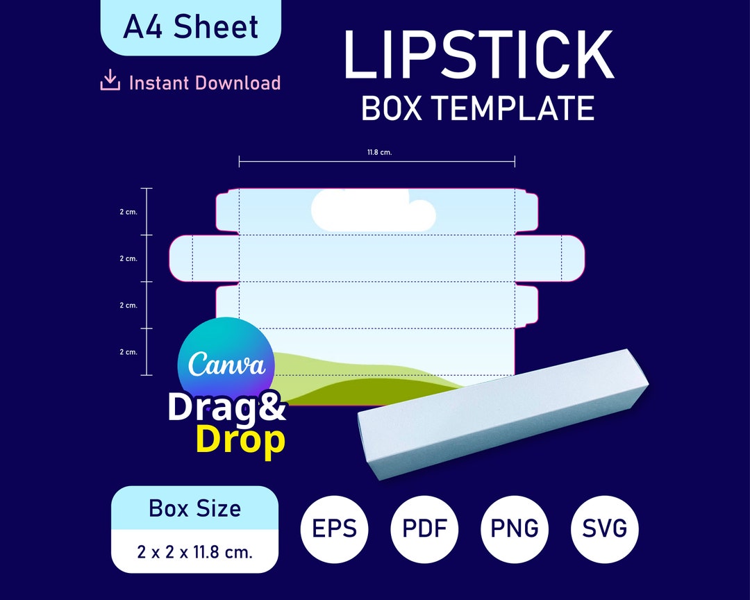 Box Template, Lipstick Box Template, Lipstick Packaging, Lipstick Box ...