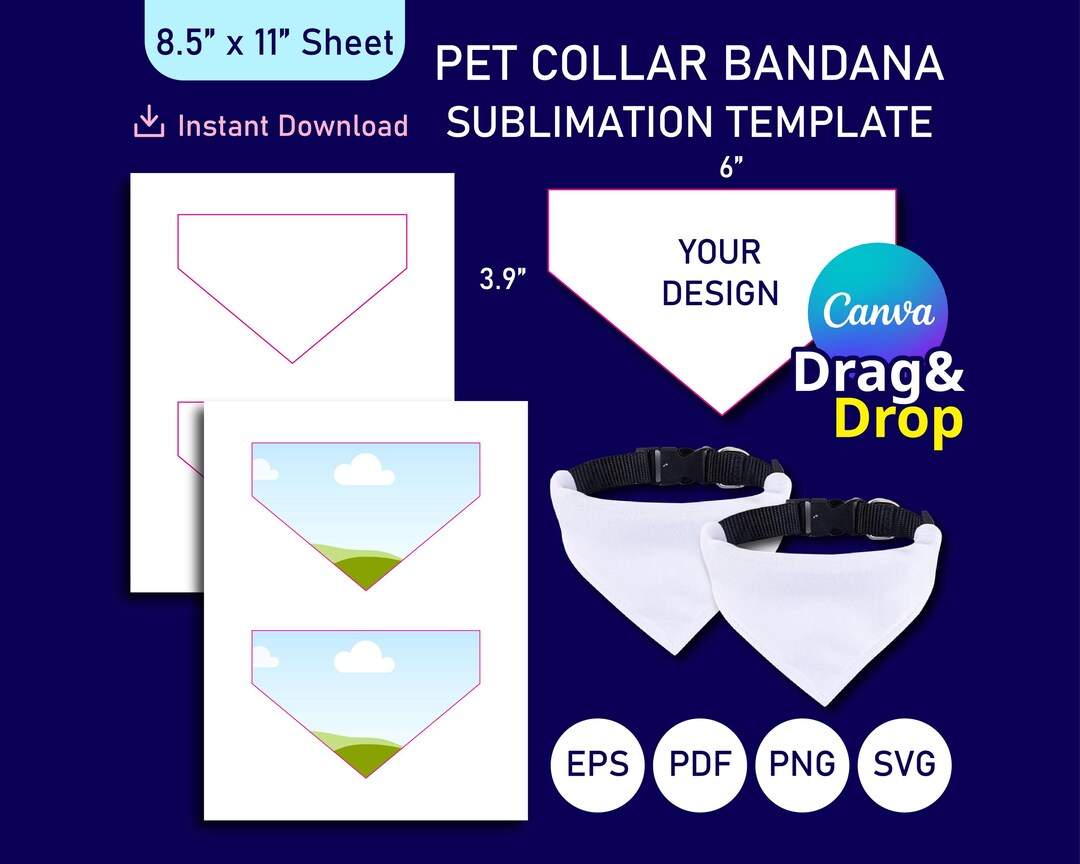 Pet Collar Bandana Template, Collar Bandana Sublimation, Bandanas ...