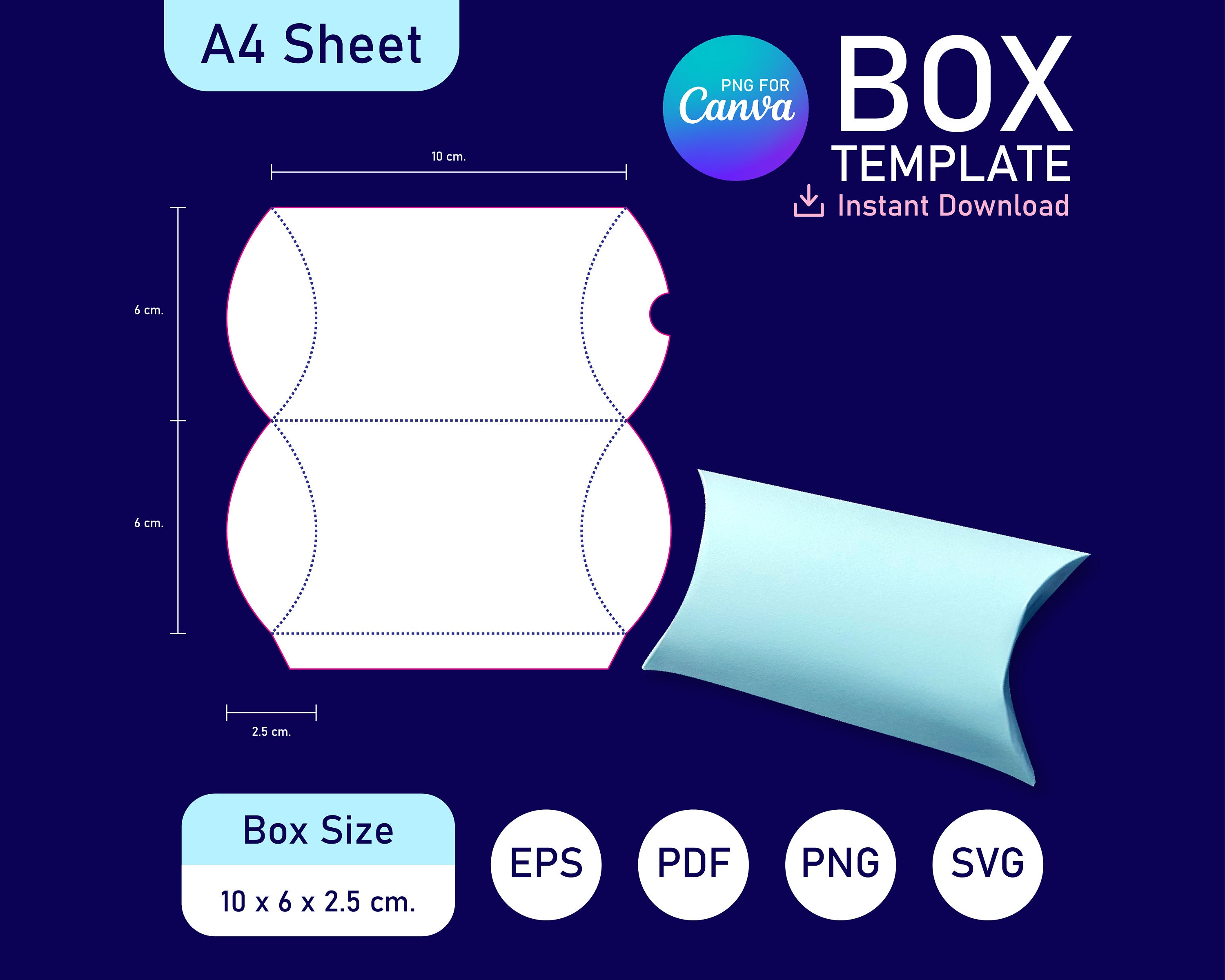 Pillow Box Template, Pillow Box SVG, Pillow Box Packaging, Pillow Box ...