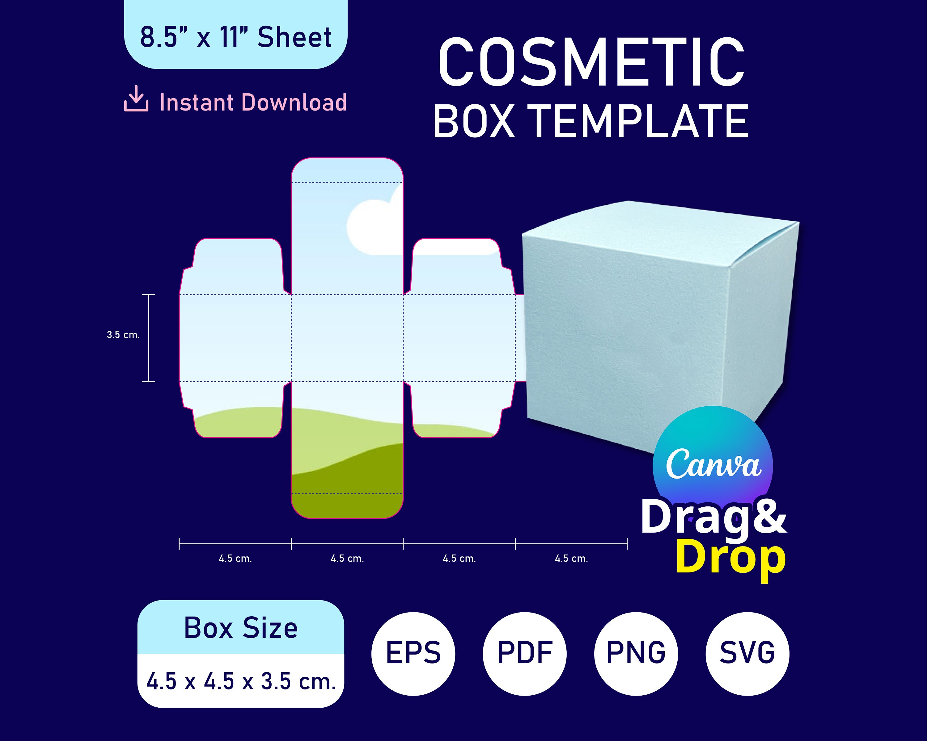 Cosmetic Box Template, Cosmetic Box SVG, Box Packaging, Box SVG ...