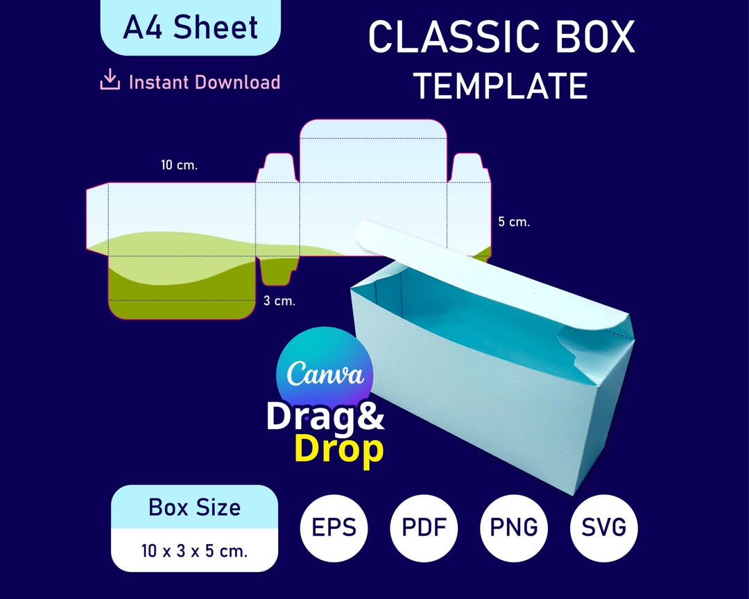 Classic Box Template, Rectangle Box SVG, Classic Box Packaging ...