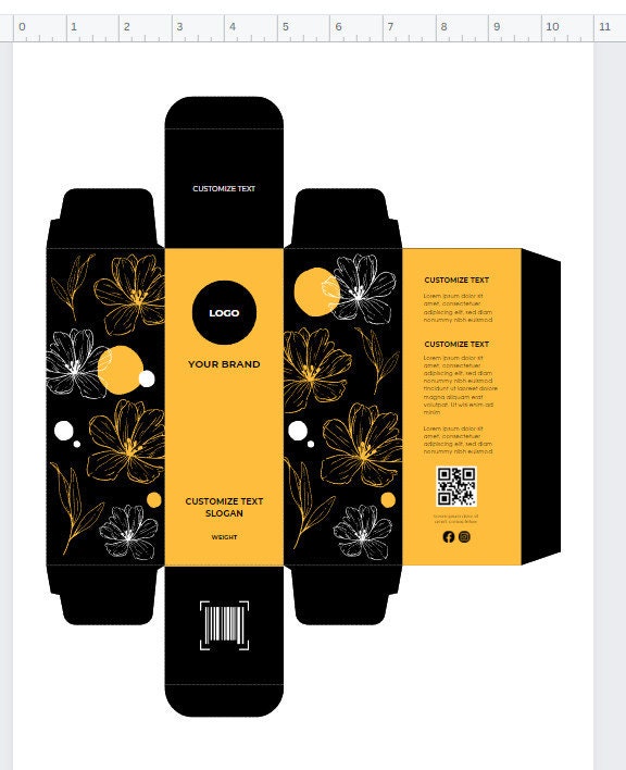 Dropper Bottle Box Template, Canva Box Template, Box Template, Cosmetic ...