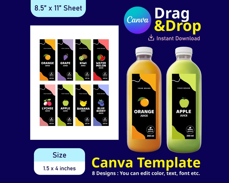 Juice Label, Juice Label Template, Juice Label Design, Juice Label ...