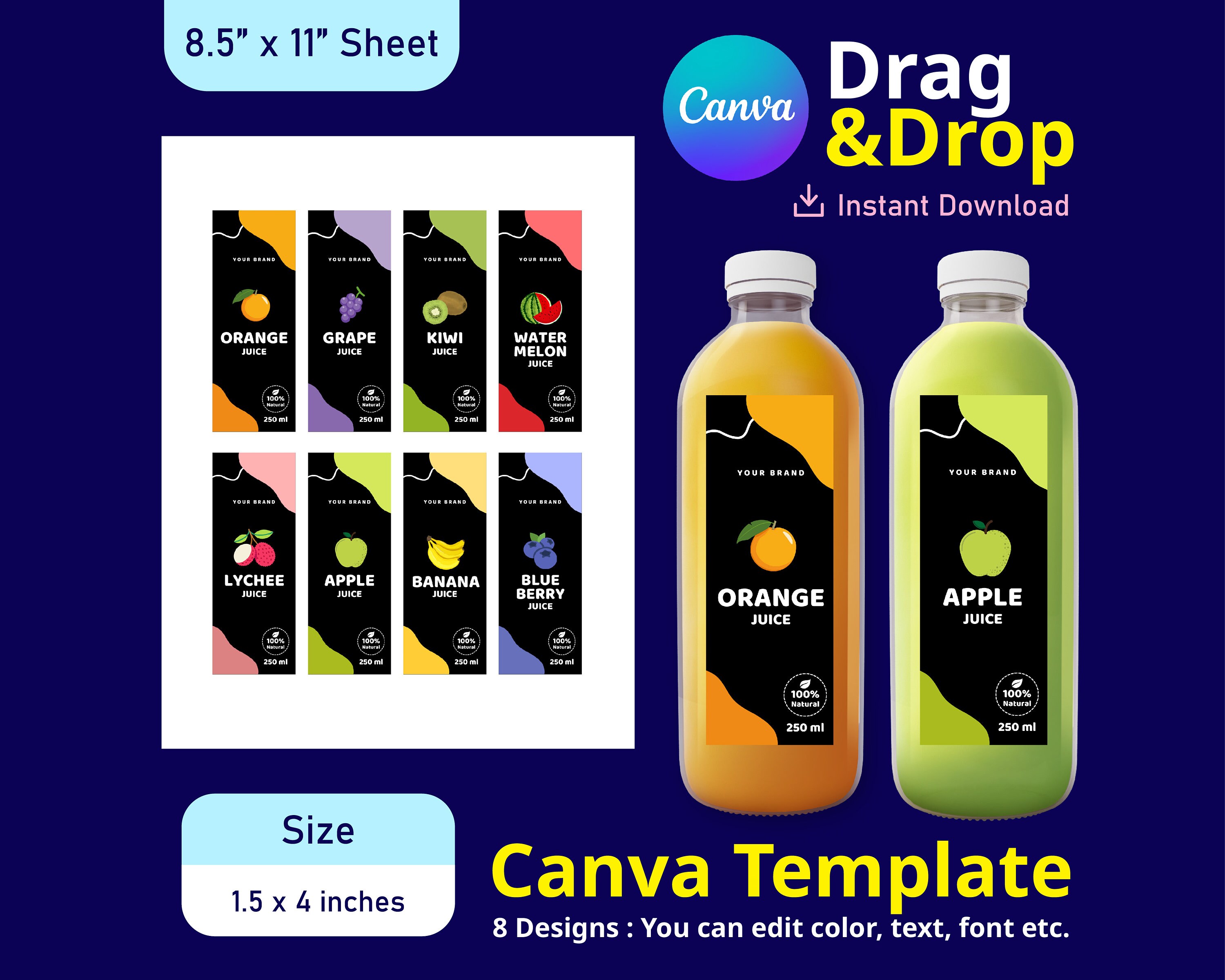 Juice Label, Juice Label Template, Juice Label Design, Juice Label ...