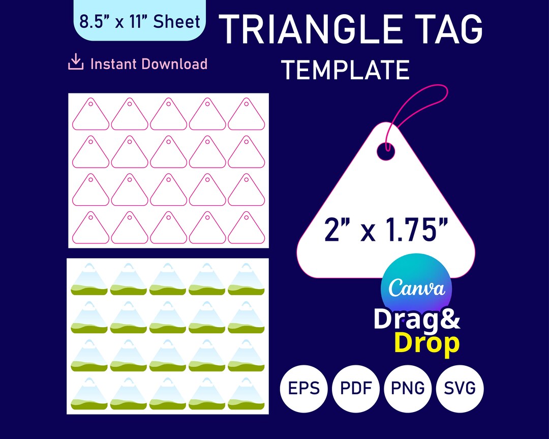 Triangle Tag Template, Printable Triangle Tag Template, Tag Template, Triangle Tag Svg, Triangle ...