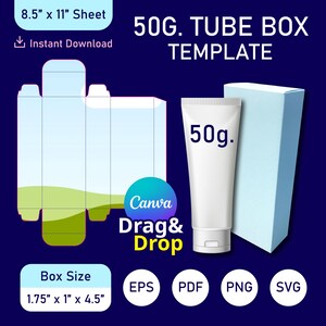 Cosmetic Box Template, Tube Box Template, Box Packaging, Box SVG ...