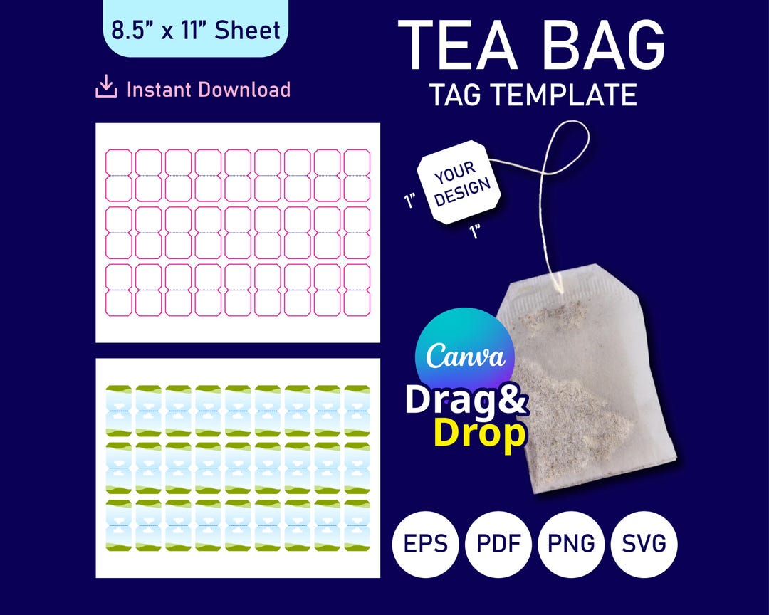 Tea Bag Tag Template, Tea Bag Label Template , Tea Bag Label, Tea Bag ...