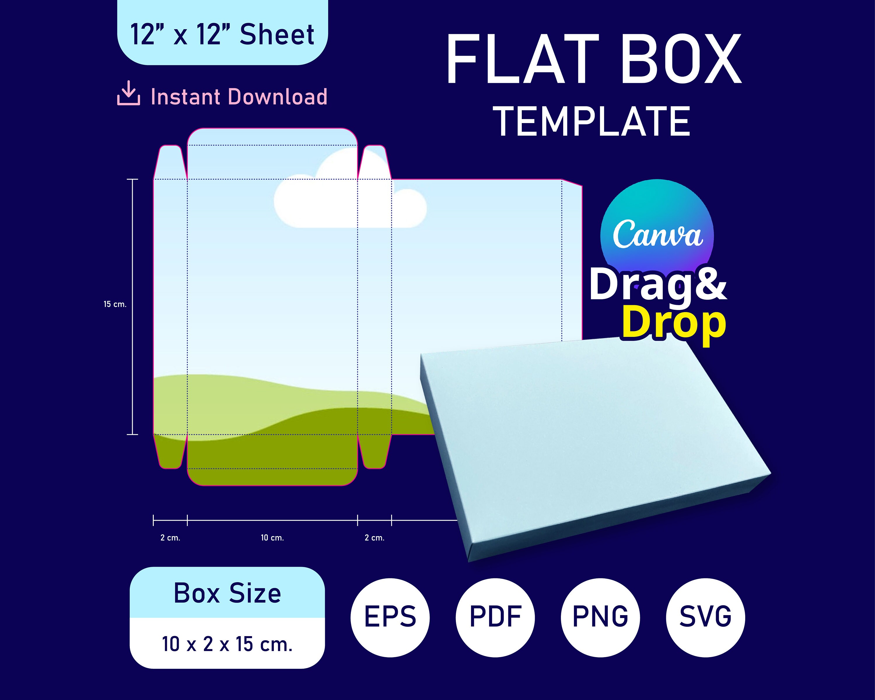 Flat Box Template, Box Template, Flat Box Packaging, Flat Box SVG ...