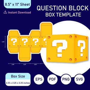 Question Block Box Template, Candy Box Template , Party Box Template ...
