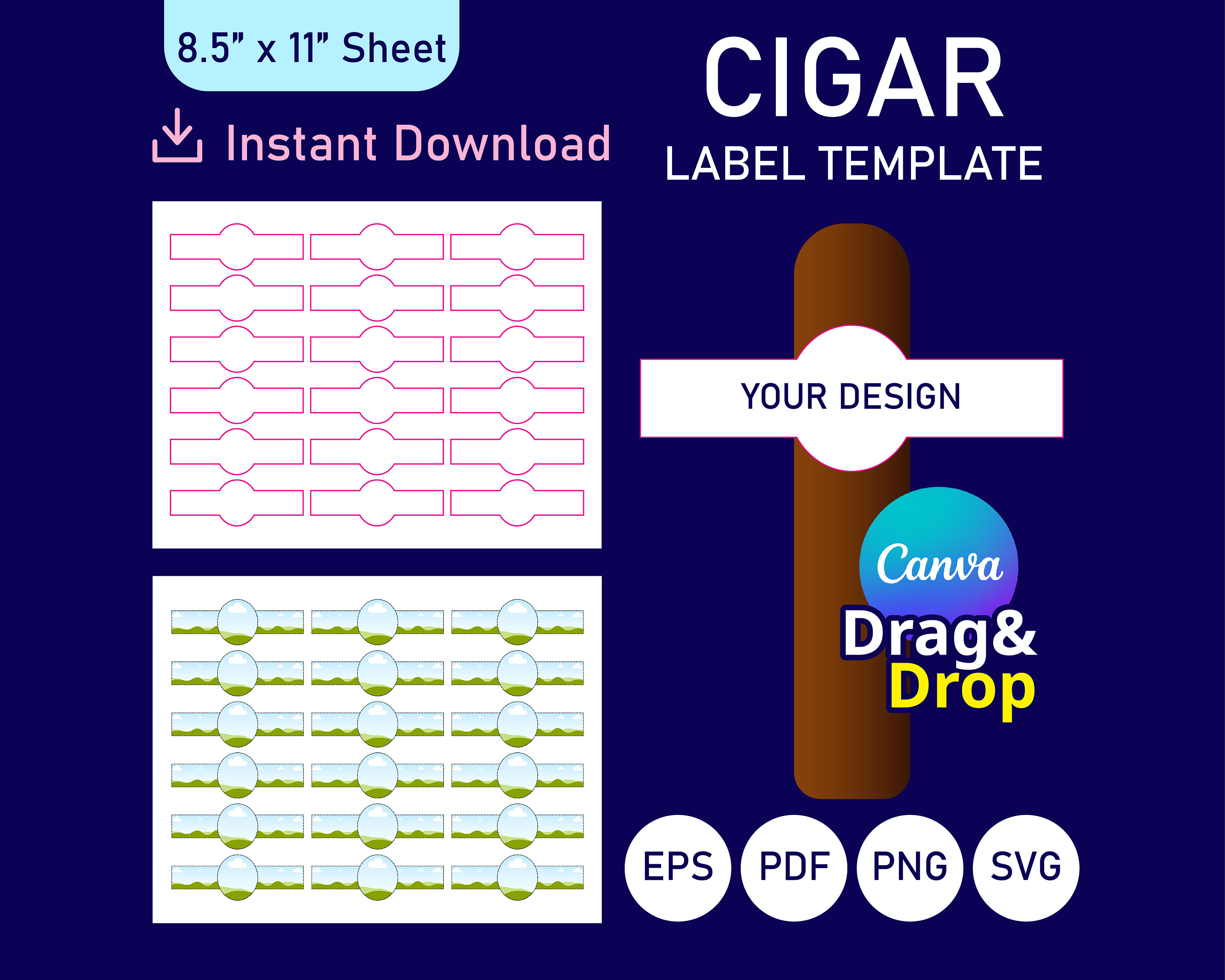 Cigar Label Template, Printable Cigar Label, Cigar Label SVG, Cigar ...