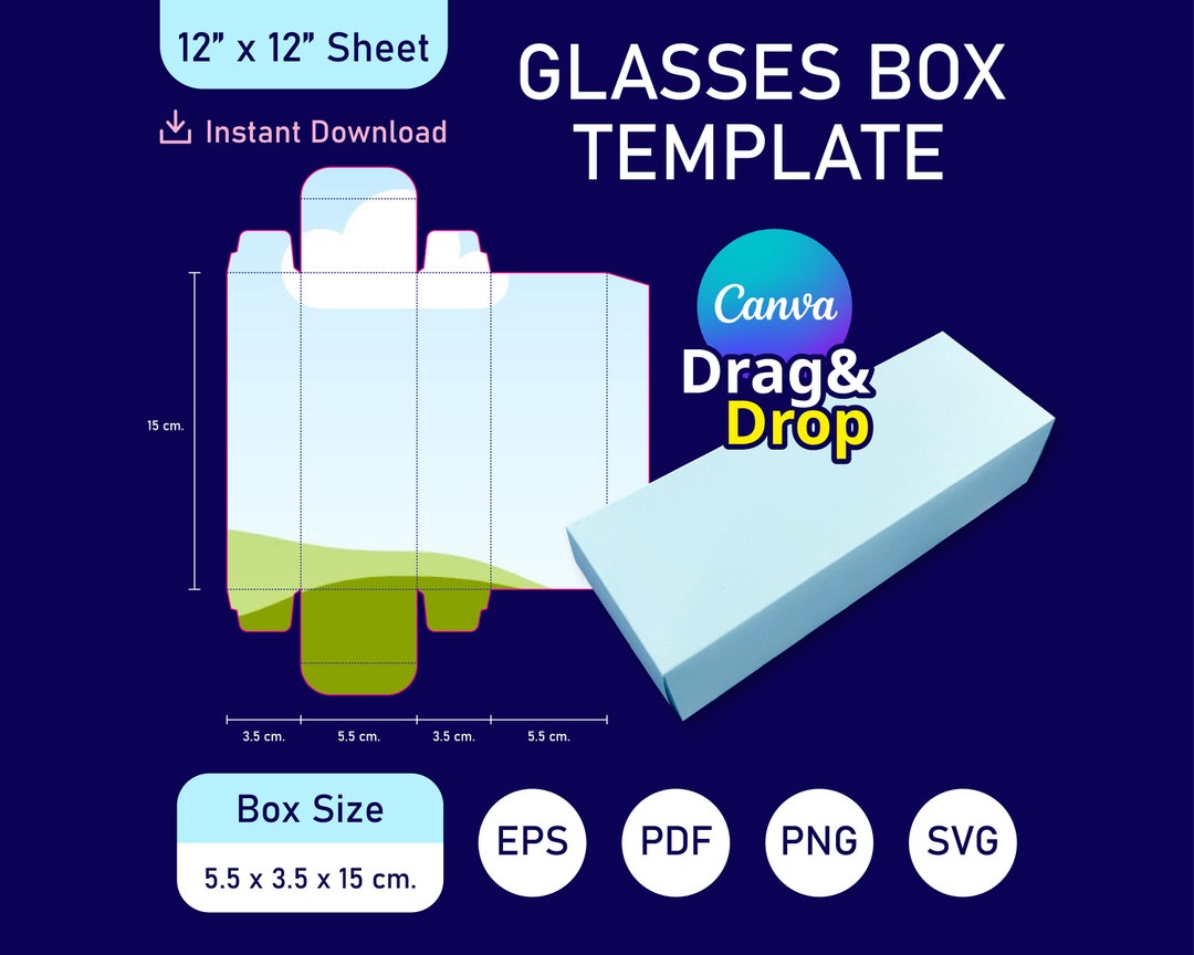 Glasses Box Template, Classic Box SVG, Glasses Box Packaging, Glasses ...