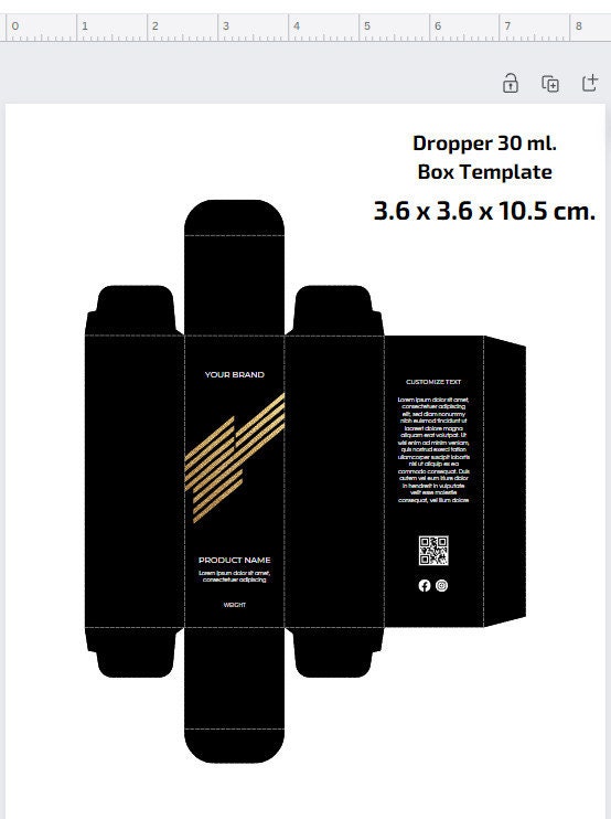 Dropper Bottle Box Template, Canva Box Template, Box Template, Cosmetic ...