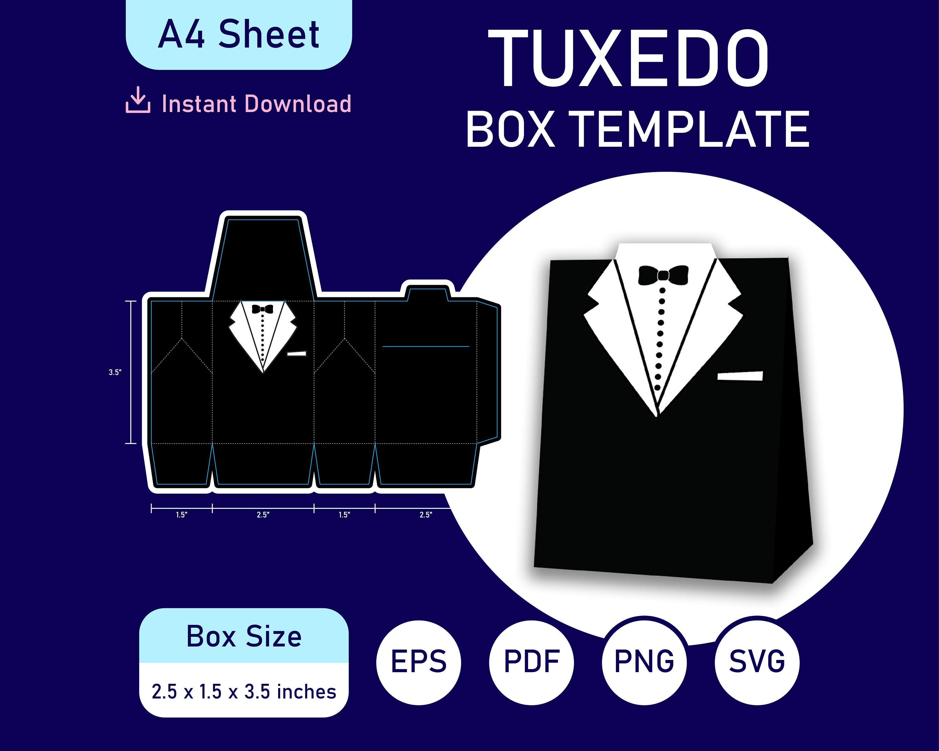 Tuxedo Box Template, Wedding Box Template, Wedding Tuxedo Box Template ...