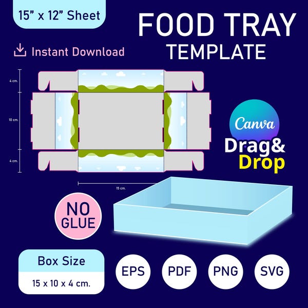 Food Tray Box Template - Etsy