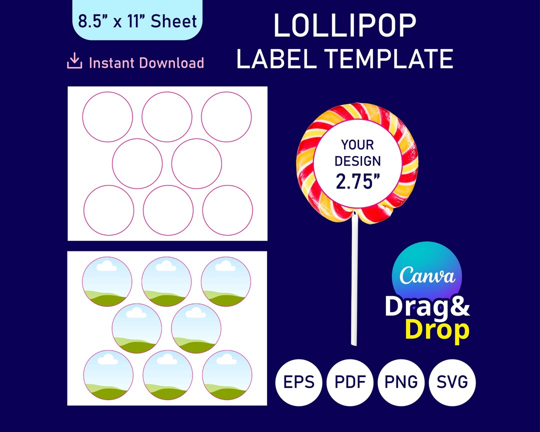 Lollipop Label Template, Lollipop Label, Lollipop Sticker, Lollipop ...